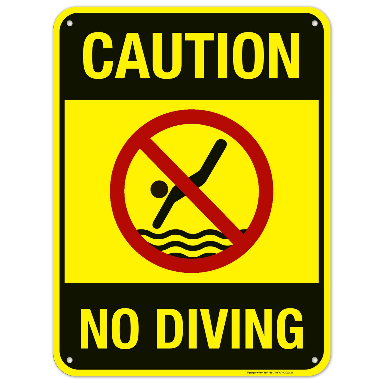 Pool Sign, Caution No Diving Sign, - Walmart.com