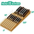 Large Knife Drawer Organizer Insert, Bamboo Wood Knife Holder, Knife ...