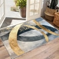 Abstract Minimalist Area Rugs, Gold Curve Luxury Carpet, Washable Non ...
