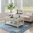 Bowery Hill Wood Lift Top Coffee Table with Storage in Antique White ...