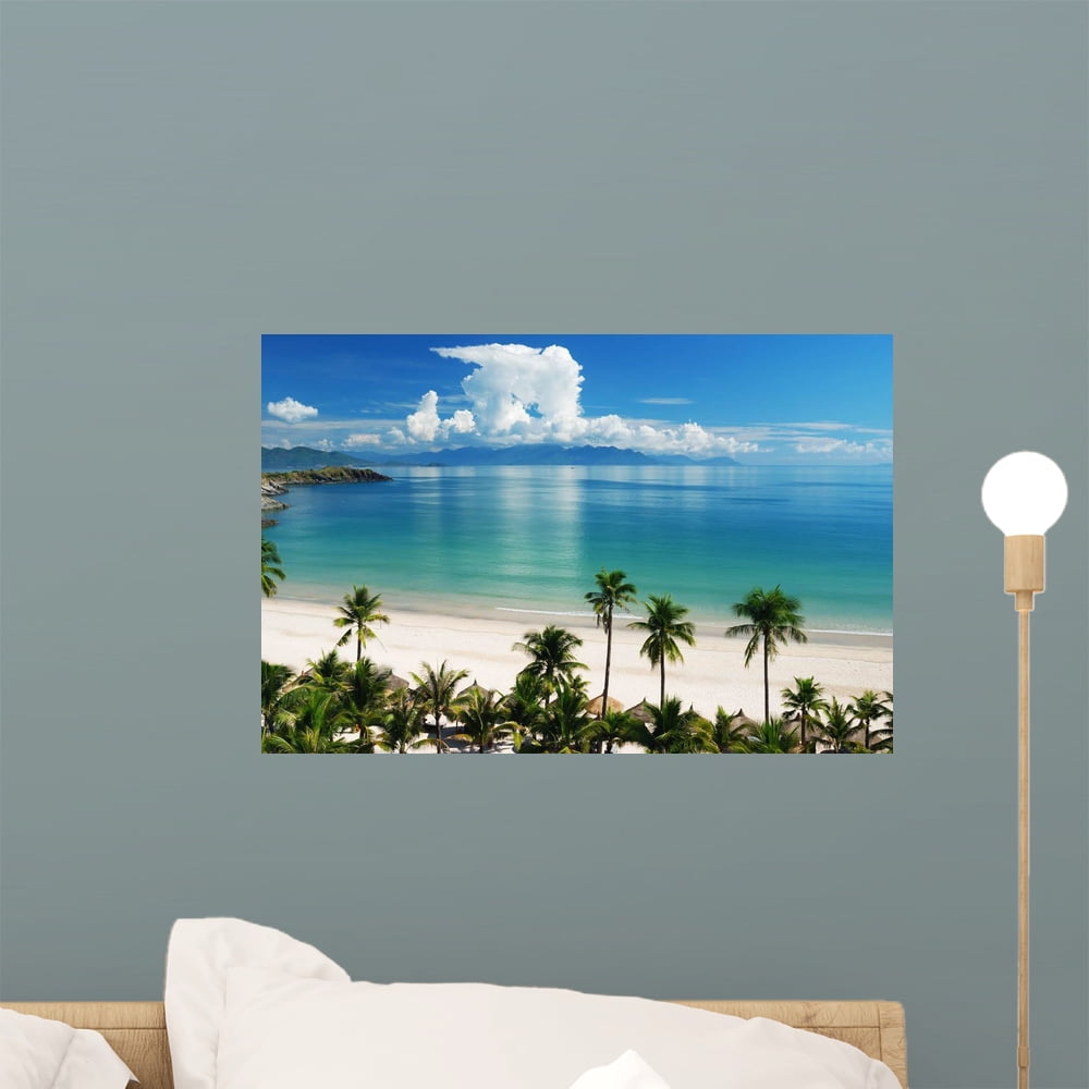 Beach Scene Tropics Pacific Wall Mural Decal Sticker, Wallmonkeys Peel ...