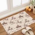 Abstract Cowboy Horse Door Mat 20x31.5 Inch Vintage Beige Background ...