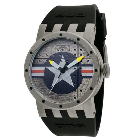 Invicta 11649 Men's DNA Bomber Black Rubber Strap Silver Dial Watch ...