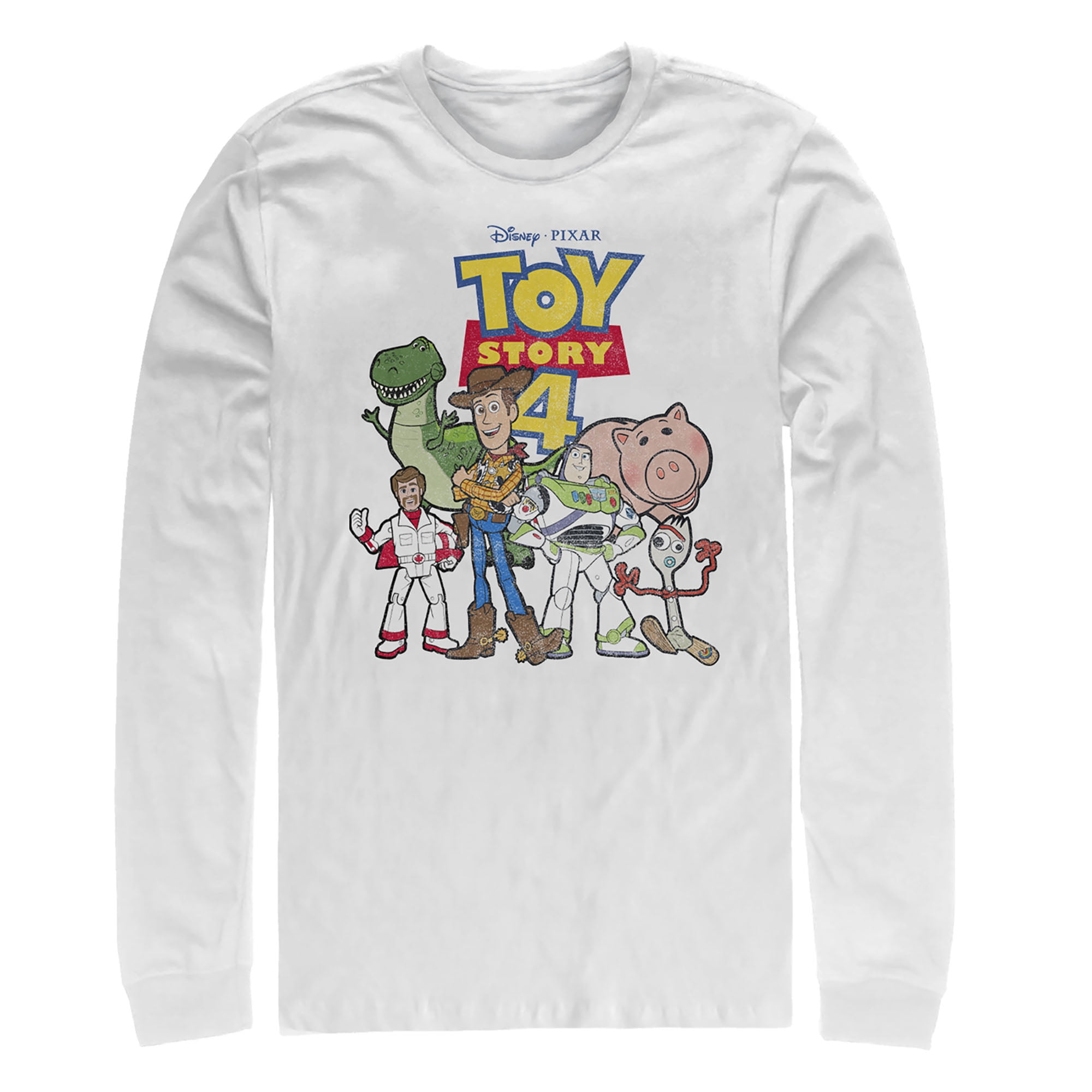 Men's Toy Story Character Logo Party Long Sleeve Shirt White Medium ...