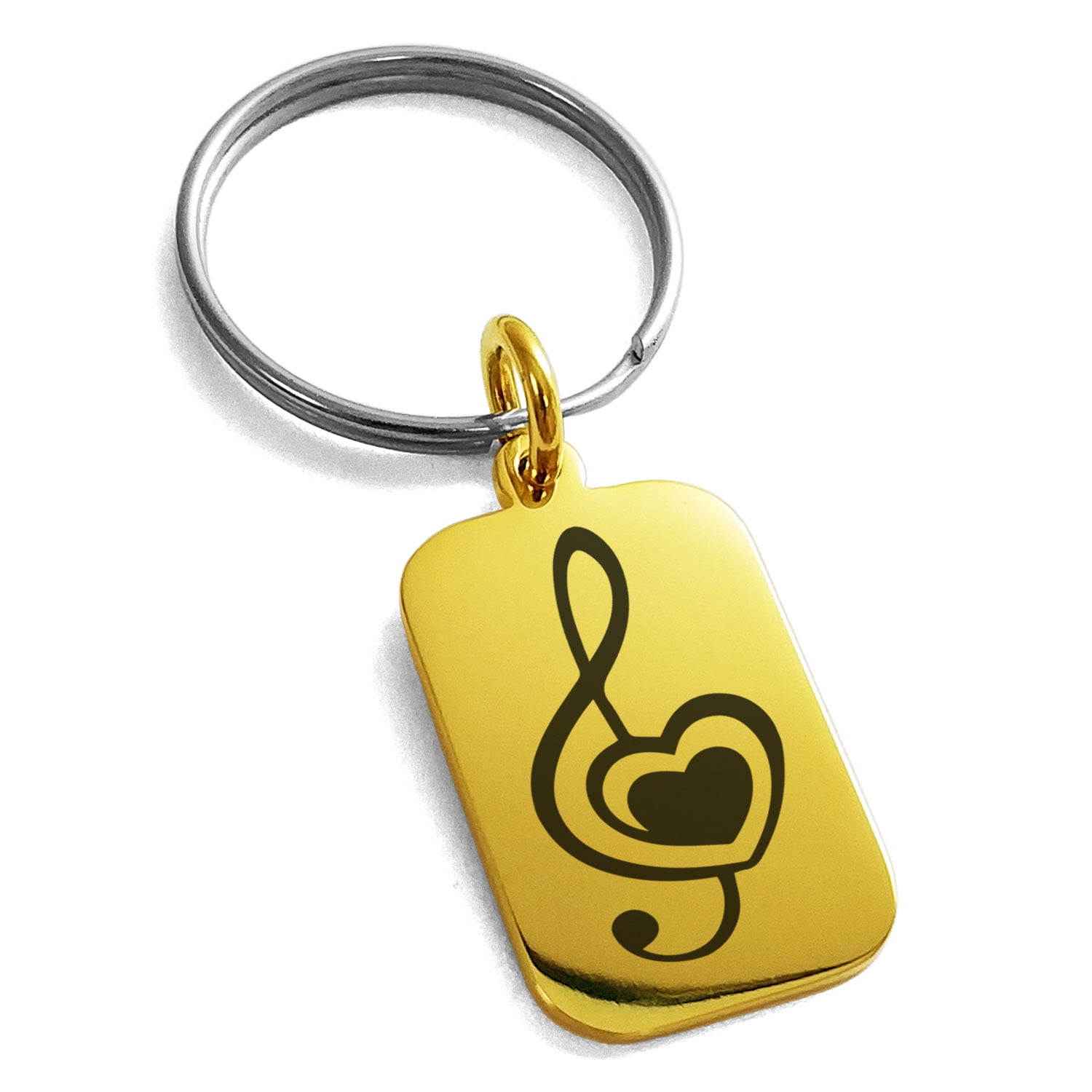 Stainless Steel Treble Clef Heart Engraved Small Rectangle Dog Tag ...
