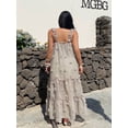 Apricot Square Neck Spaghetti Strap A-Line Tiered Ruffle Dress With ...