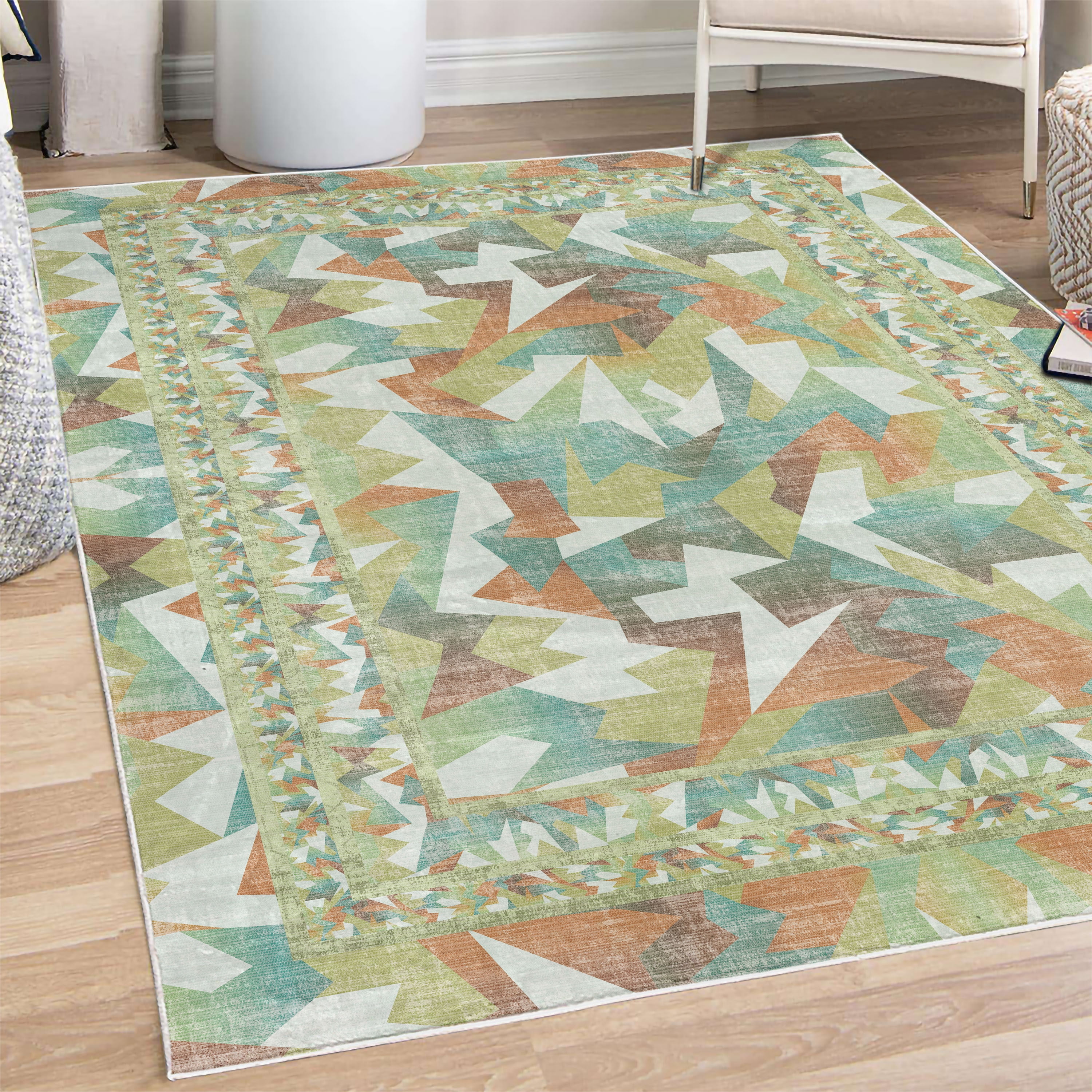 Colorful Decorative Rug, Modern Themed Pattern of Abstract Forms ...