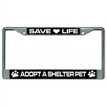 Save A Life Adopt, Pet Cat Dog License Plate Tag Frame, Multiple Colors ...