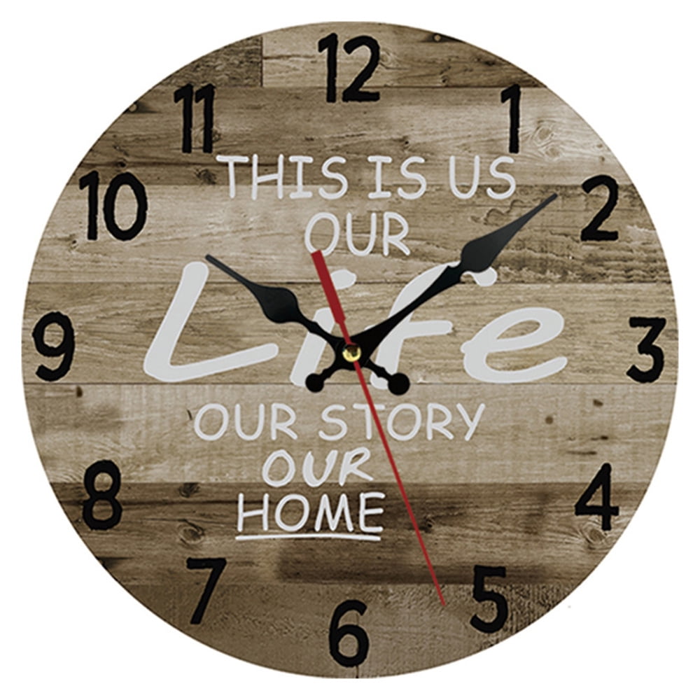 Large Wooden Wall Clocks Round Wall Electronic Clock Decor for Porch ...