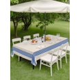 Blue Striped Rectangle Outdoor Tablecloth with Umbrella Hole Simple ...