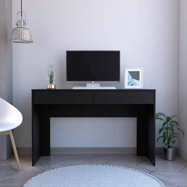 Stonecroft Furniture Contemporary Wood 2 Drawer Computer Desk in Black ...