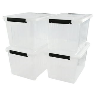 Sterilite 200 Quart Clear Stackable Latching Storage Box Container, 6 ...