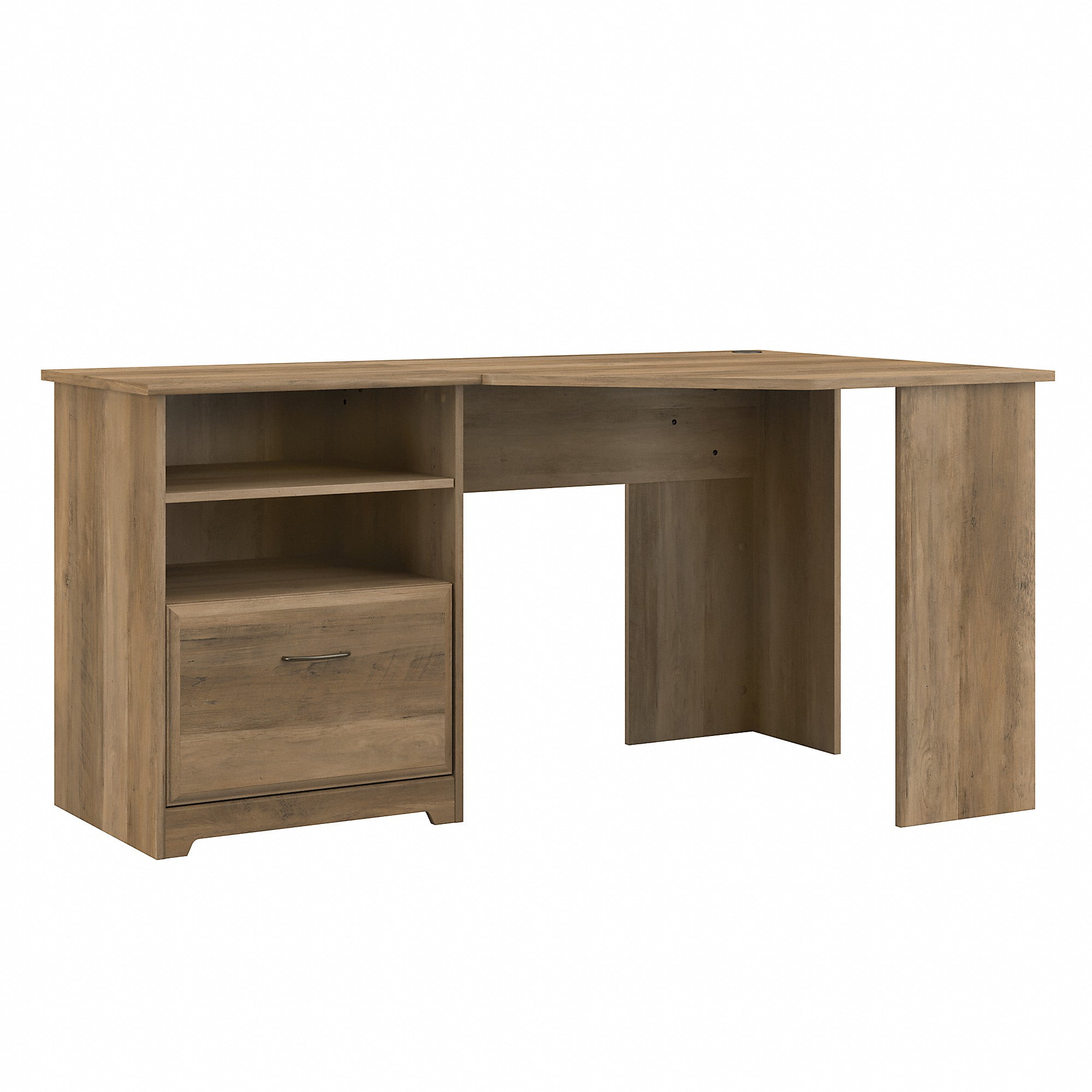 Cabot Modern 60W Corner Desk with File Drawer and Storage Shelves in ...