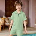 Byoo Toddler Boy Textured Knit Half Zip Polo Shirt and Short Set ...