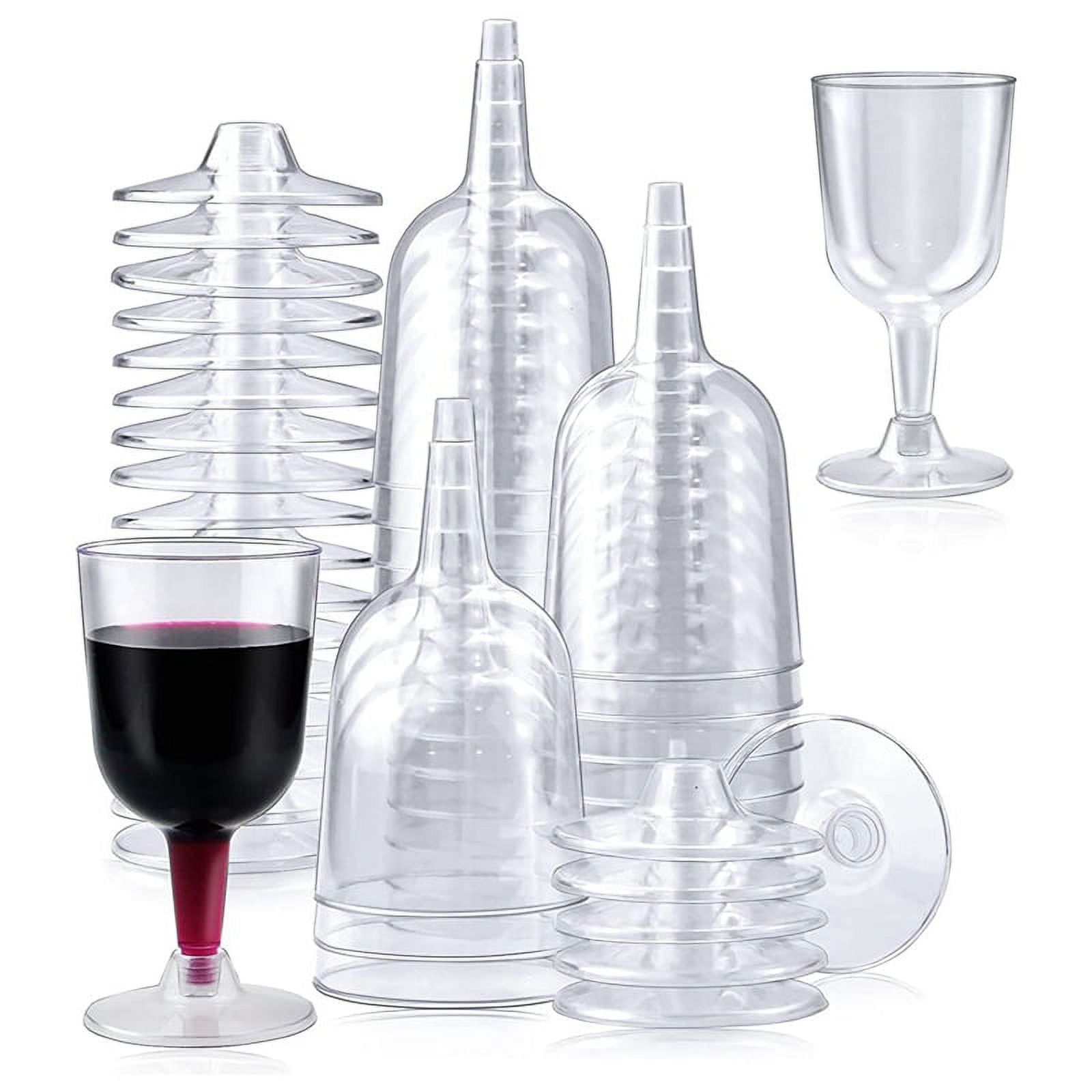 50 copas de vino de plástico transparente reciclables, desechables y ...