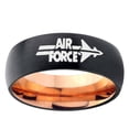 Air Force 8MM Matte Dome Black And Rose Gold Tungsten Promised Ring ...