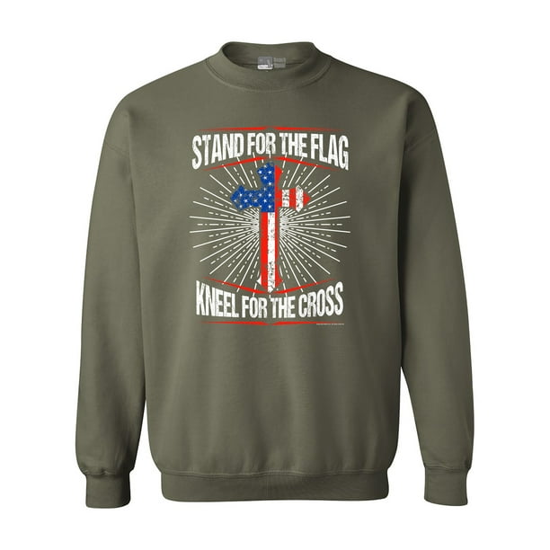 I Stand For Flag Kneel For Cross American Flag USA DT Crewneck ...