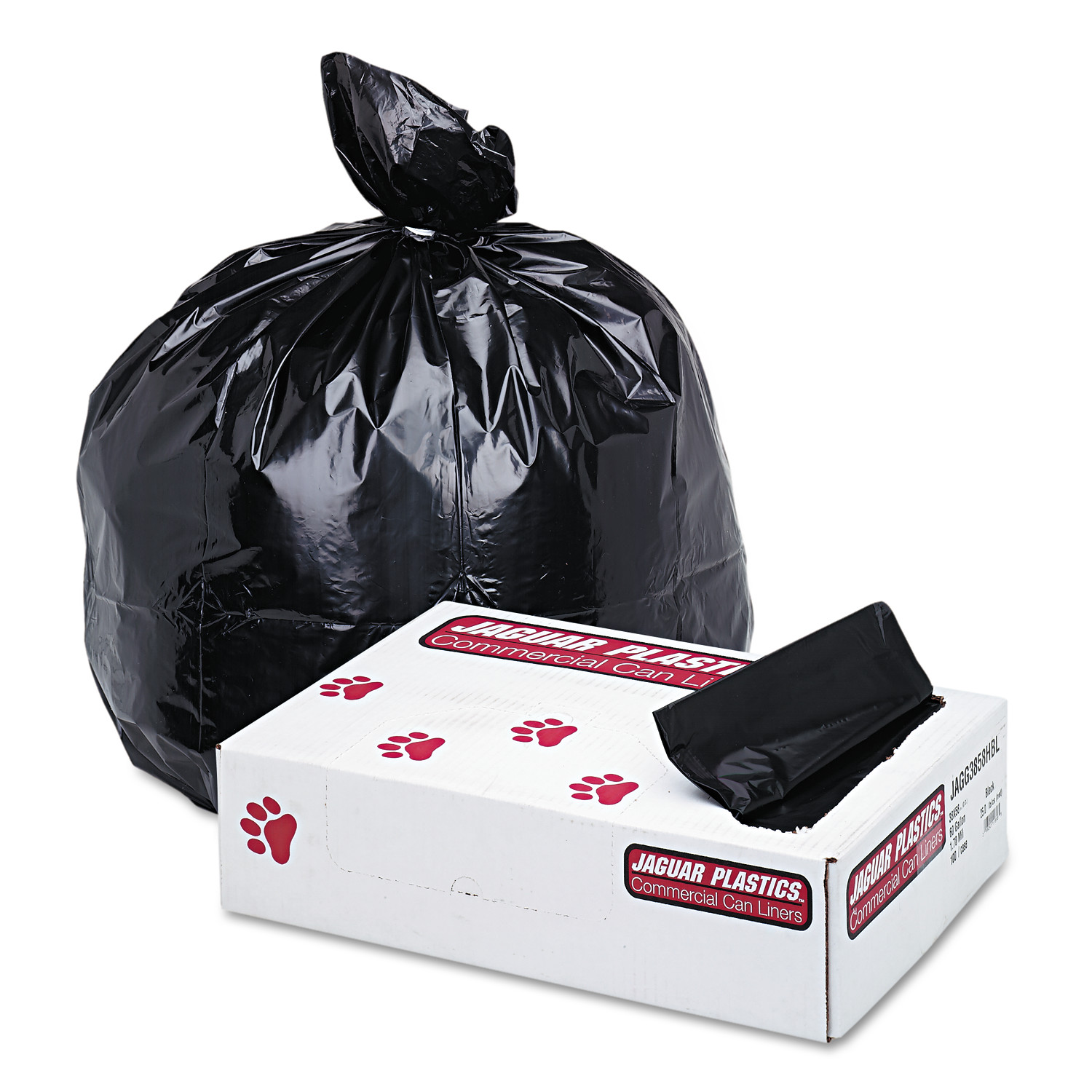 Jaguar Plastics Super Extra-Heavy Black Can Liners, 60 Gallon, 100 ...
