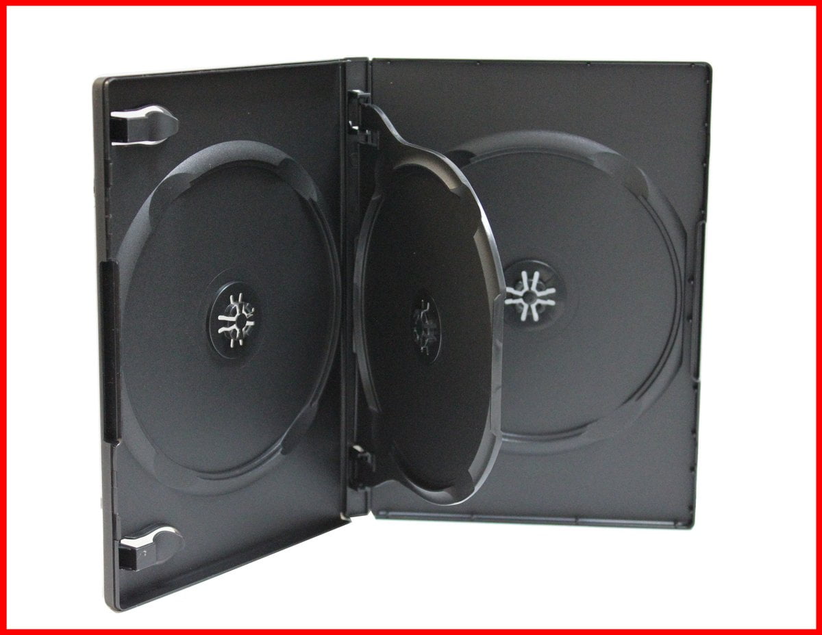 14mm CD DVD Storage Case 3 Discs Black With Tray Triple Holder Box 20 ...