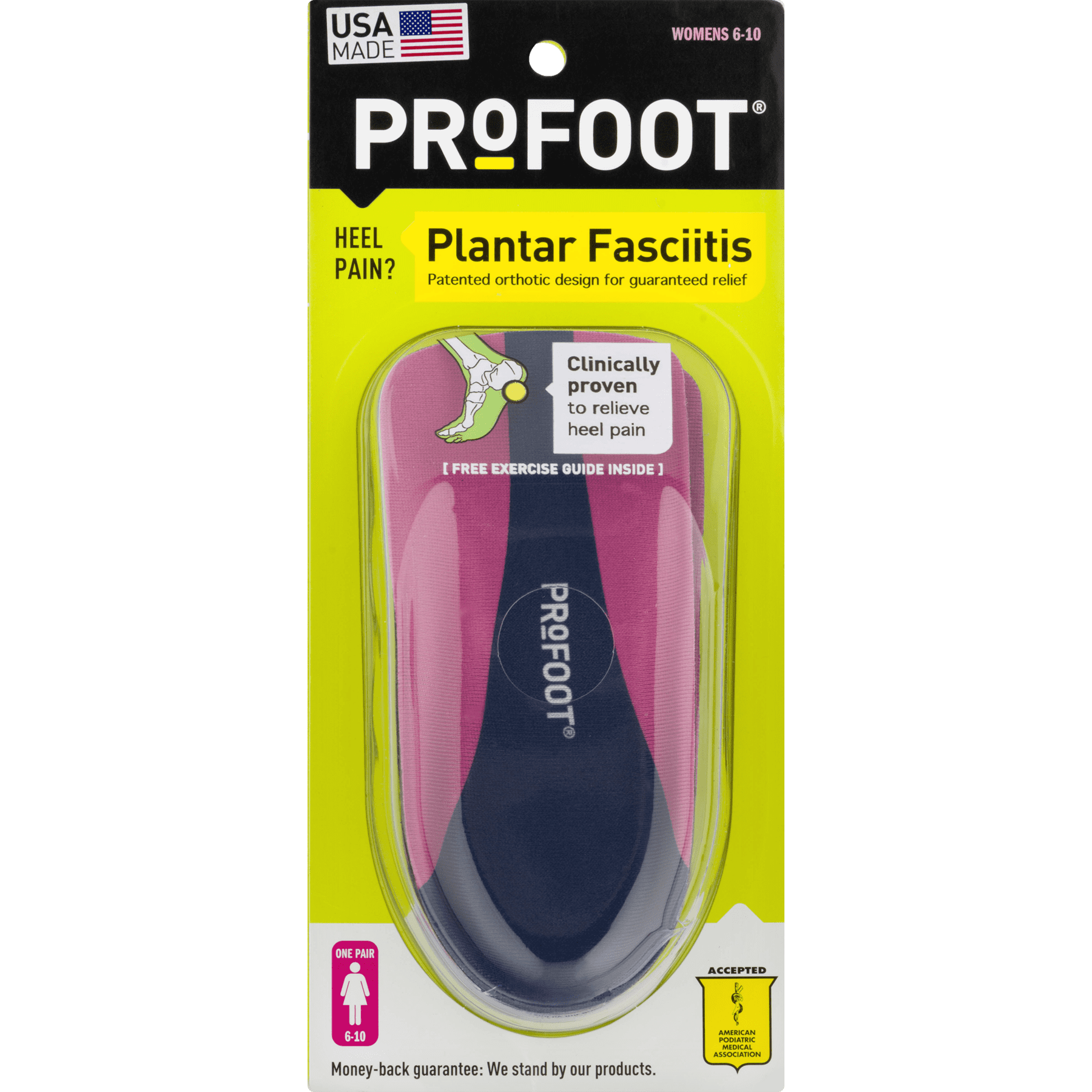 PROFOOT Plantar Fasciitis Orthotics, Women's 6-10, 1 Pair [] - Walmart.com