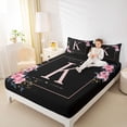 Feelyou Stripes Letter K Bed Sheets for Girls, Pink Rose Flower ...