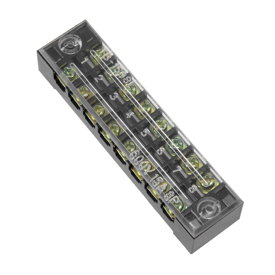 Dual Rows 8 Positions 600V 15A Cable Barrier Block Terminal Strip TB ...