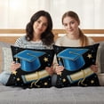 Blue Graduation Cap Pillow Covers Set of 2, Diploma Yellow Sparkling ...