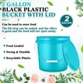 6 Pack 2 Gallon Plastic Bucket with Lid Heavy Duty Pail with Metal ...