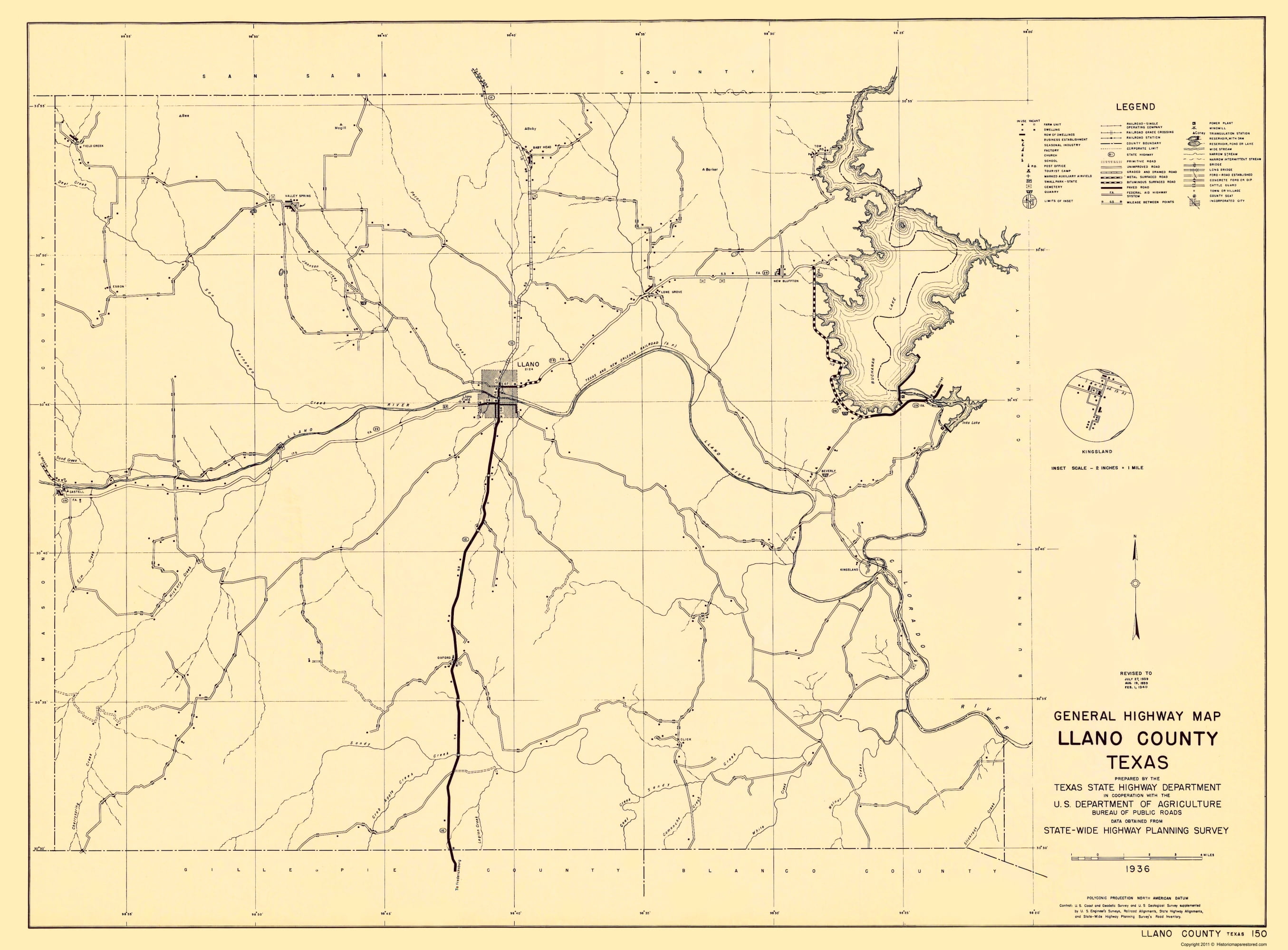 Llano County Texas - Highway Department 1936 - 23.00 x 31.17 - Glossy ...