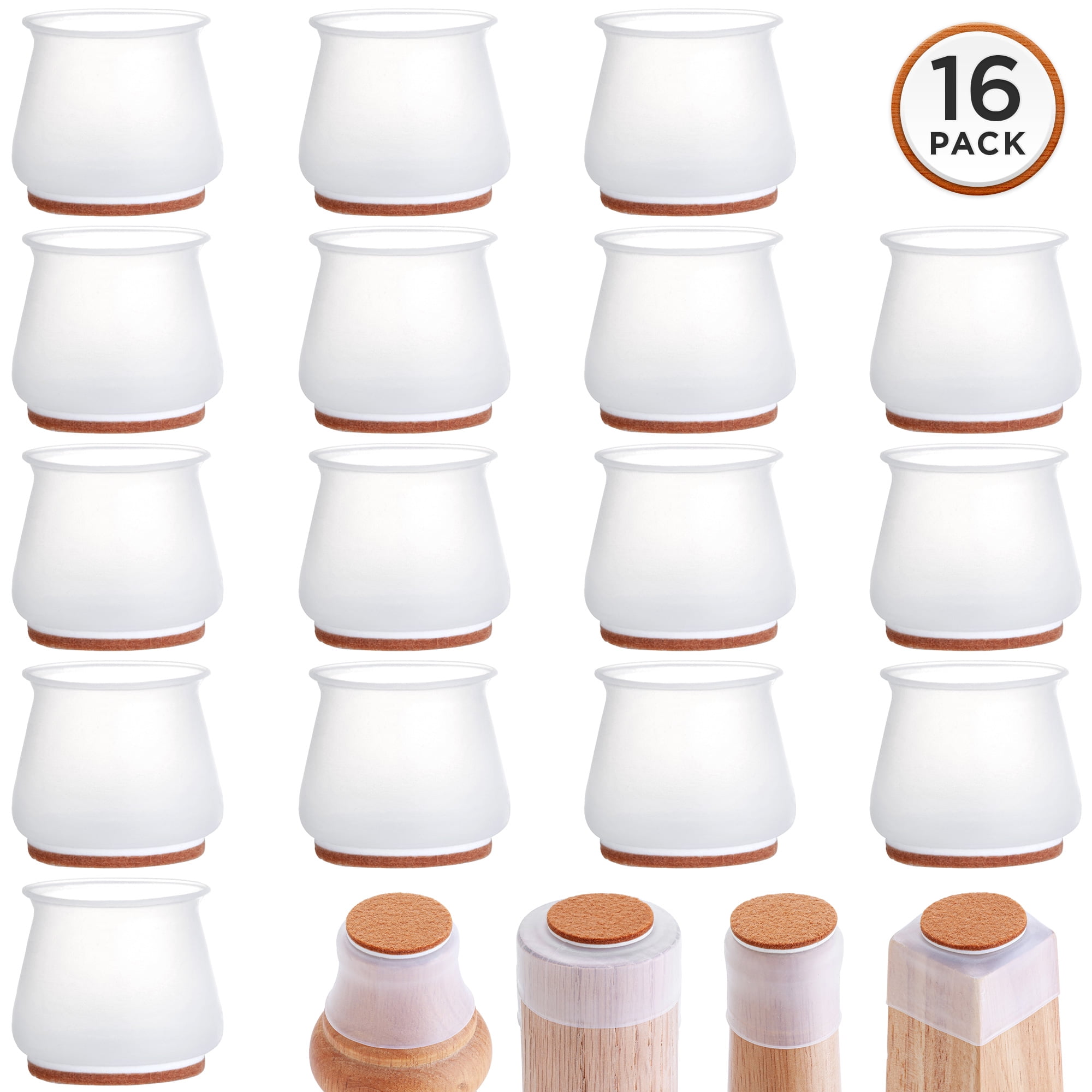 Chair Leg Floor Protectors, 16 Pcs Translucent White Furniture Cover ...