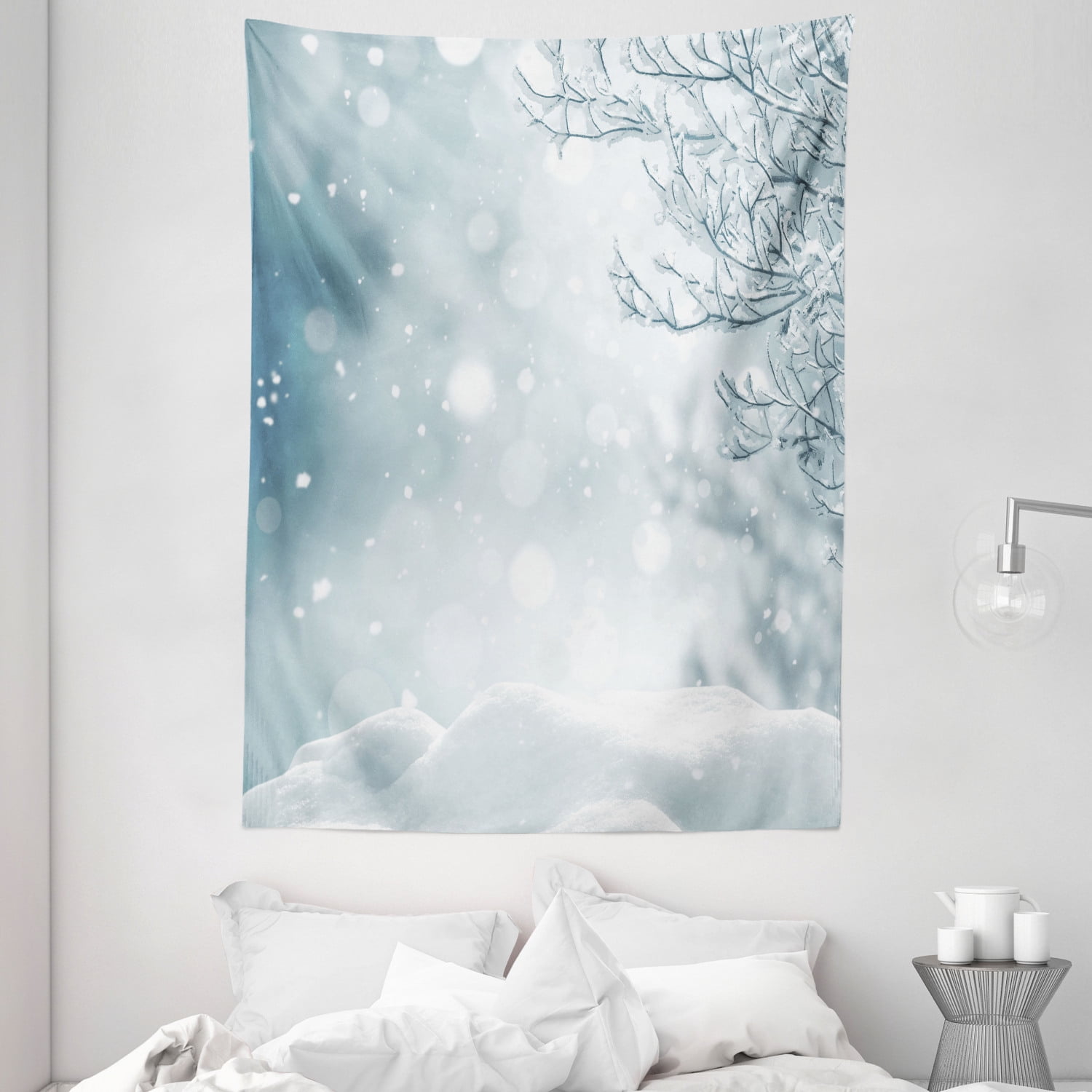 Winter Tapestry, Christmas Image Snow and Frosted Tree Snowflakes ...
