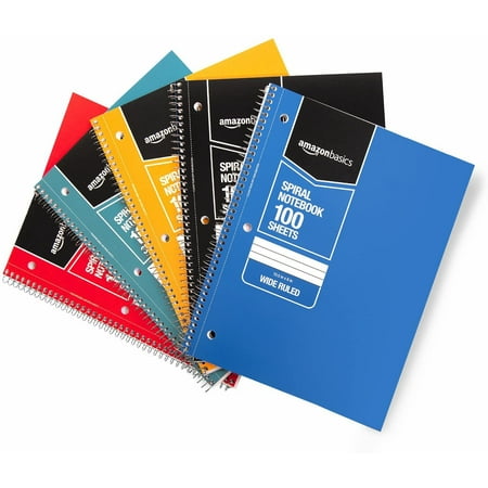 Wide Ruled Wirebound Spiral Notebook, 100 Sheet, Assorted Solid Colors ...