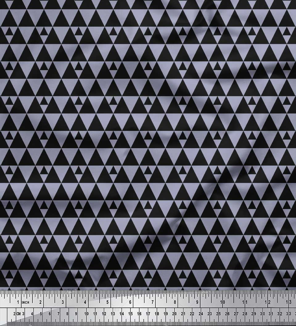 Soimoi Gray Cotton Poplin Fabric Triangle Art Geometric Fabric Prints ...