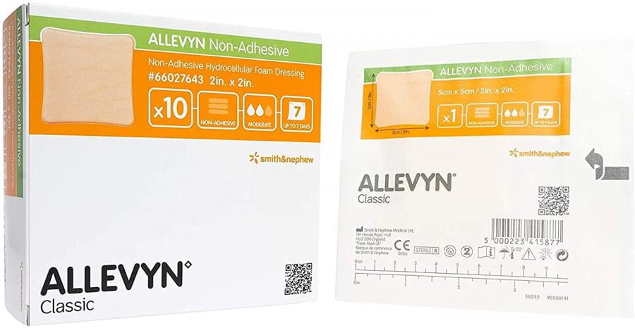 Allevyn Non-Adhesive Hydrocellular Foam Dressing, 2 Inches x 2 Inches ...