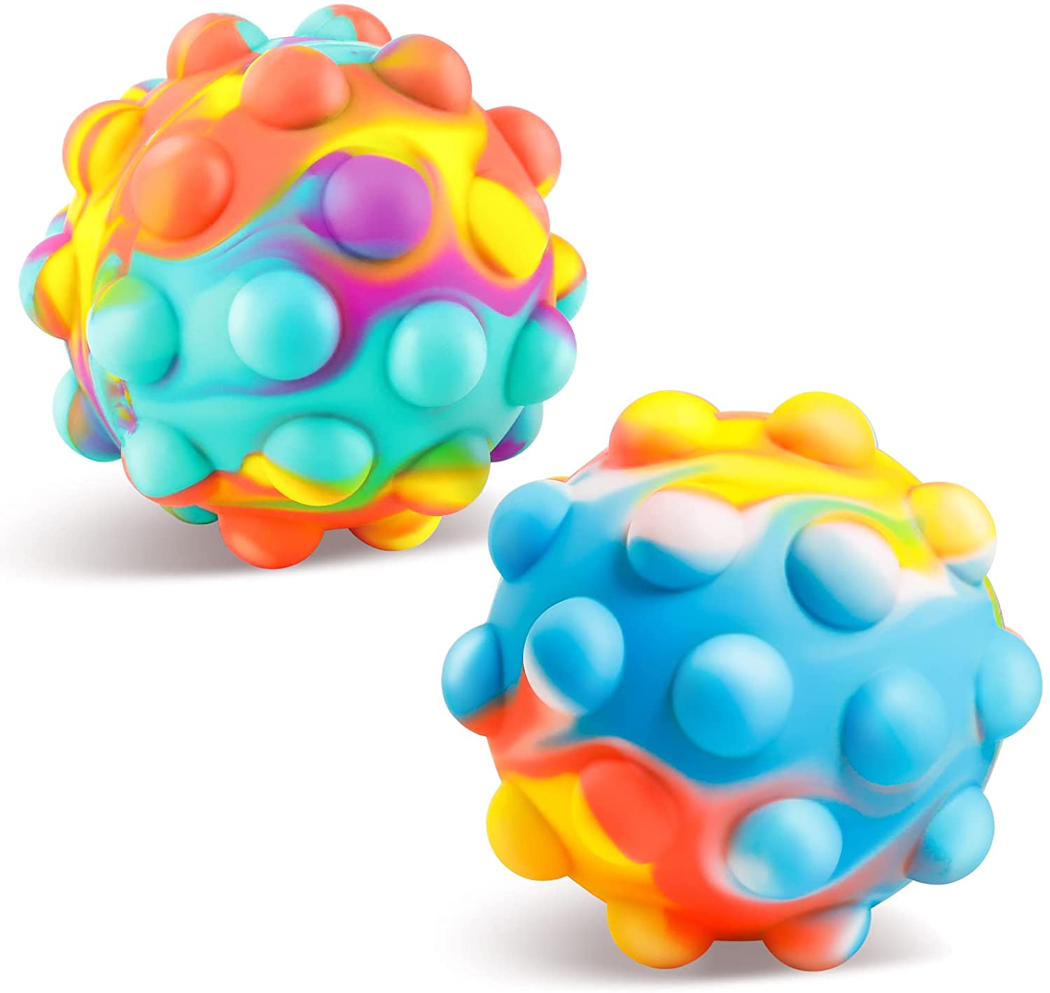 Buy 2 Pack 3D Silicone Push Bubble Stress Relief Pop Balls, Squeeze ...