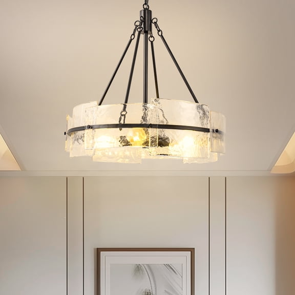 Farmhouse Chandelier, 5-Light Rustic Adjustable Entryway Light Fixture ...