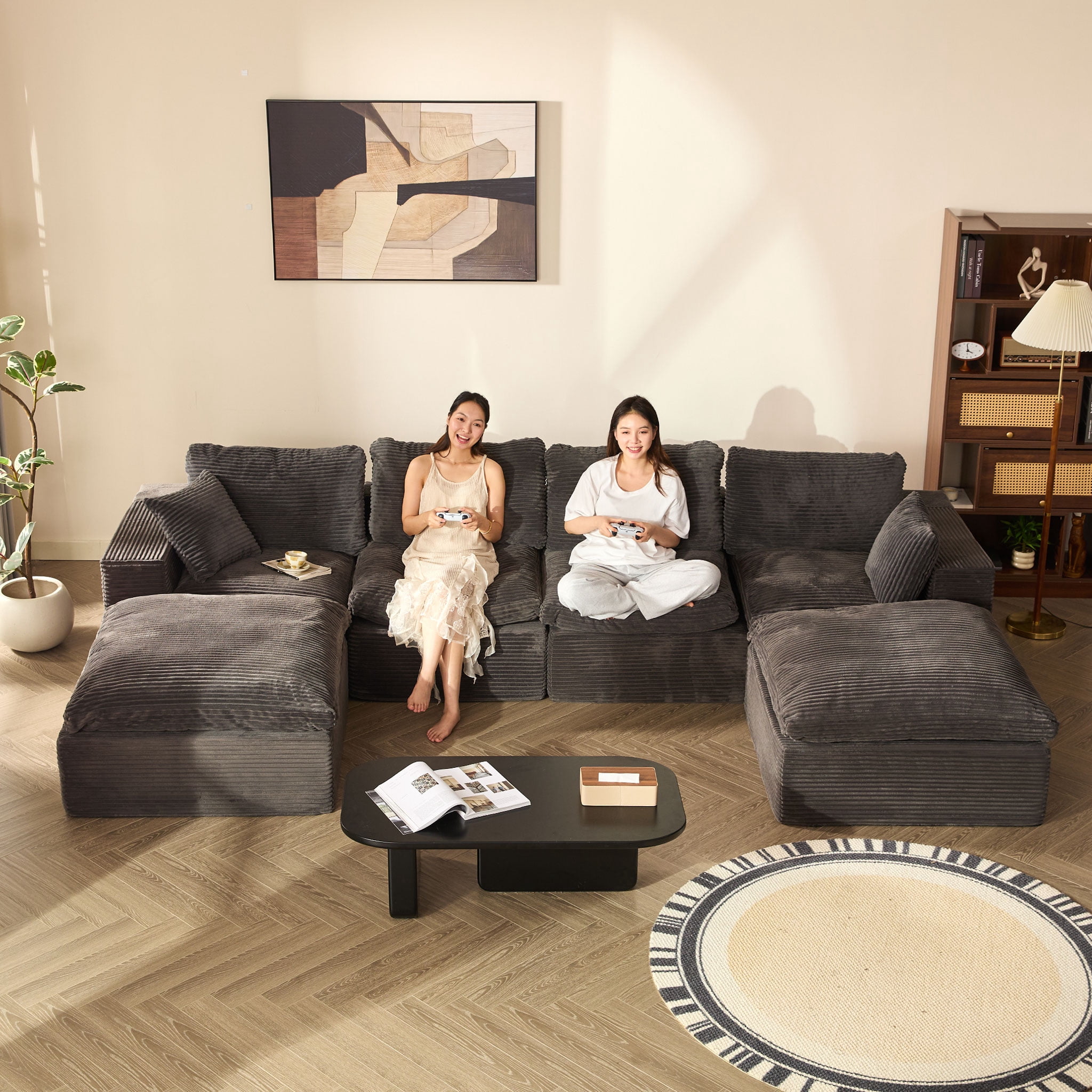 BIGSYY 137.8" U-Shaped Modular Sectional Couch, Deep Seat for Families ...