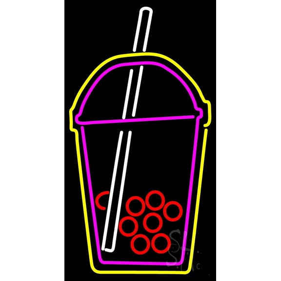 Bubble Tea LED Neon Sign 20 x 37 - inches, Black Square Cut Acrylic ...