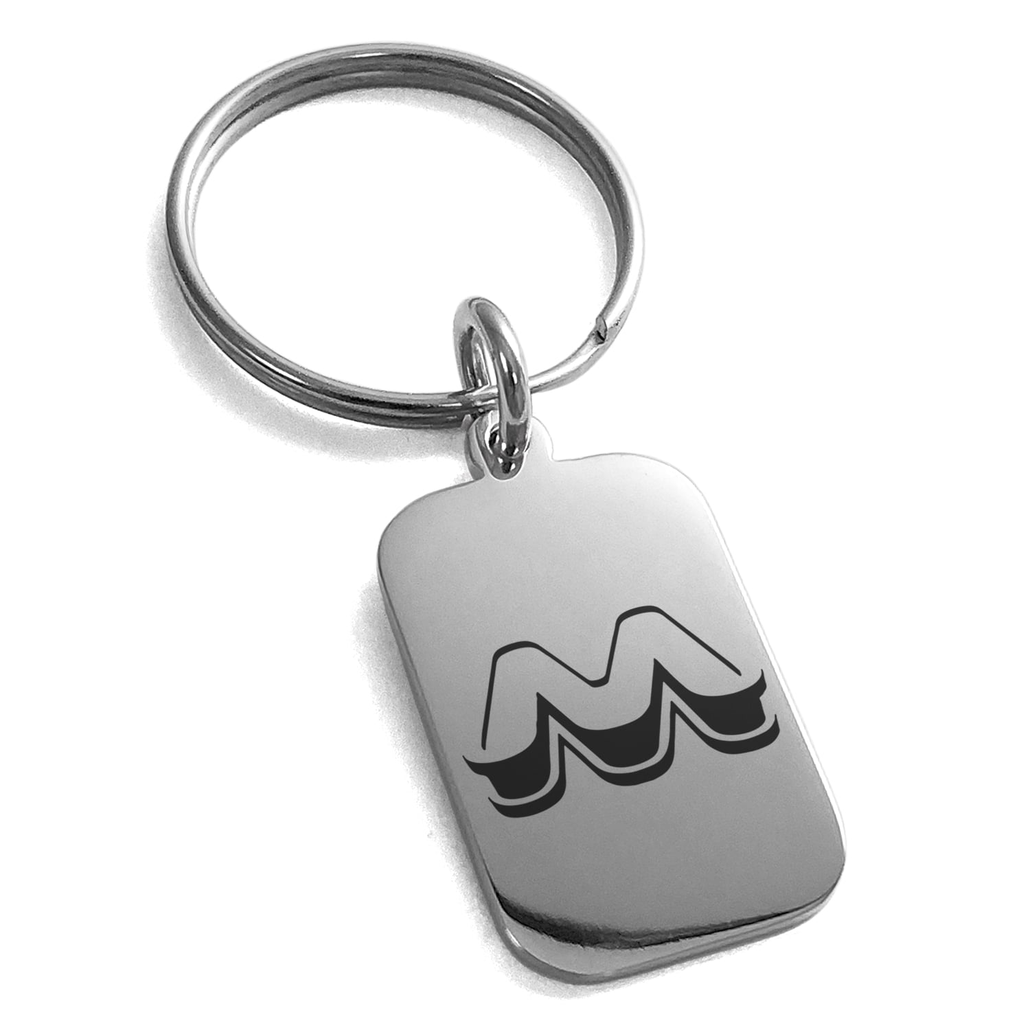 Stainless Steel Letter M Initial 3D Monogram Engraved Small Rectangle ...