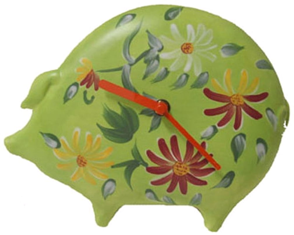 Floral Pig Wall Clock Animal Clock Home Kitchen Decoration Wall Clock ...