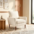 Modern Accent Chair with Armrests, Fabric Upholstered Comfy Single Sofa ...