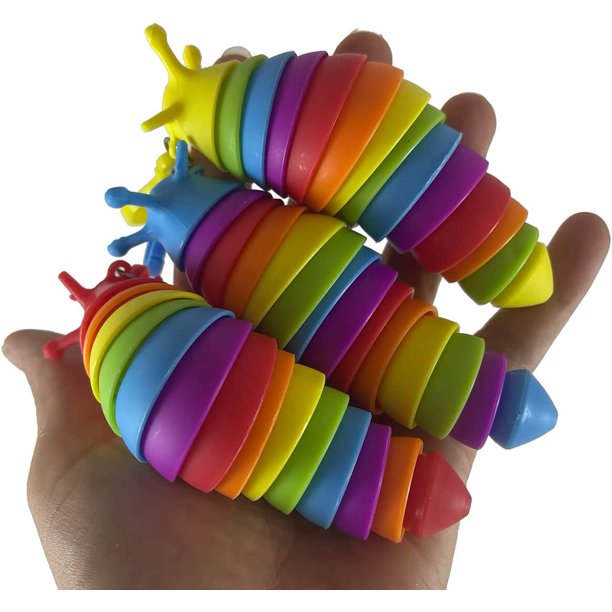 Set of 3 Small Fidget Slug on Clip - Articulated Jointed Moving Slug ...