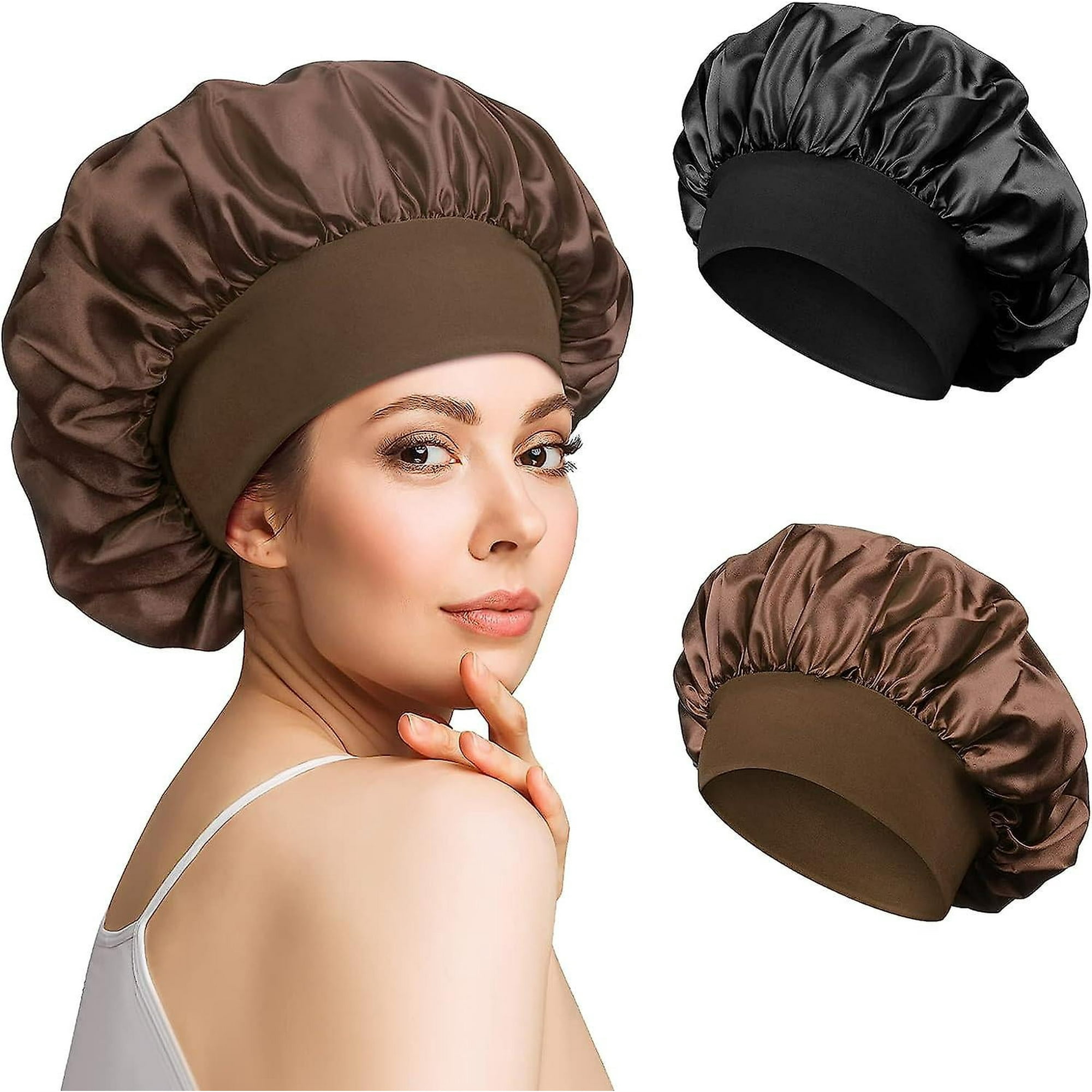Click here for Unbranded 2 Pieces Satin Night Hair Bonnet  Satin... prices