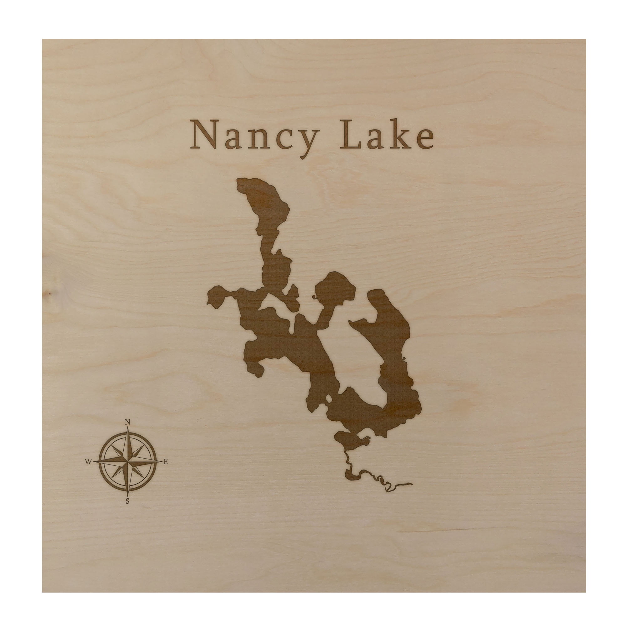 Nancy Lake Map 24x24" Wood Wall Art Office Decor Gift Engraved Alaska ...