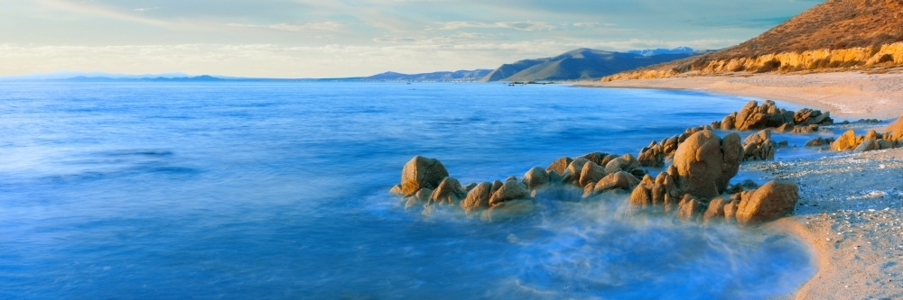 Rock formations on the coast, Punta Pescadero, Bahia Las Palmas, Baja ...