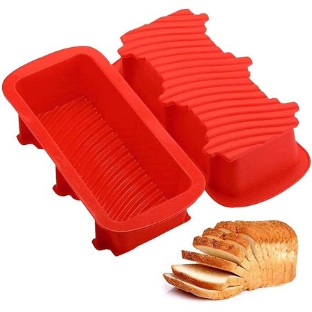 HEIBIN 2pcs Silicone Rectangle Bread Mold Toast Bread, Rectangular ...