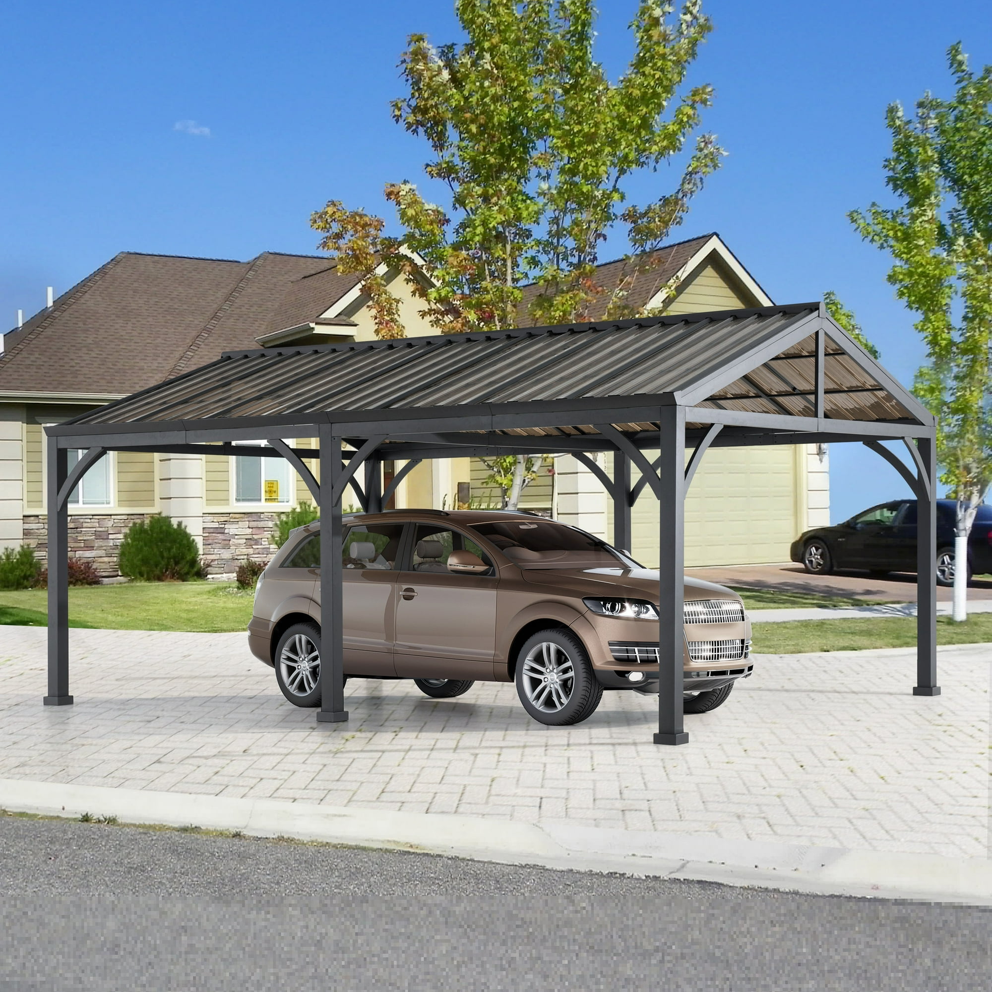 Click here for Sunjoy Group Sunjoy 12x20ft Outdoor Carport - Heav... prices