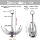 GoXteam Grappling Hook, 4-Claw Folding Stainless Steel Grapple Hooks for Outdoor Survival ...