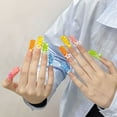 Rainbow Gummy Bear Press On Nails long french tip Vibrant Colorful 10 ...