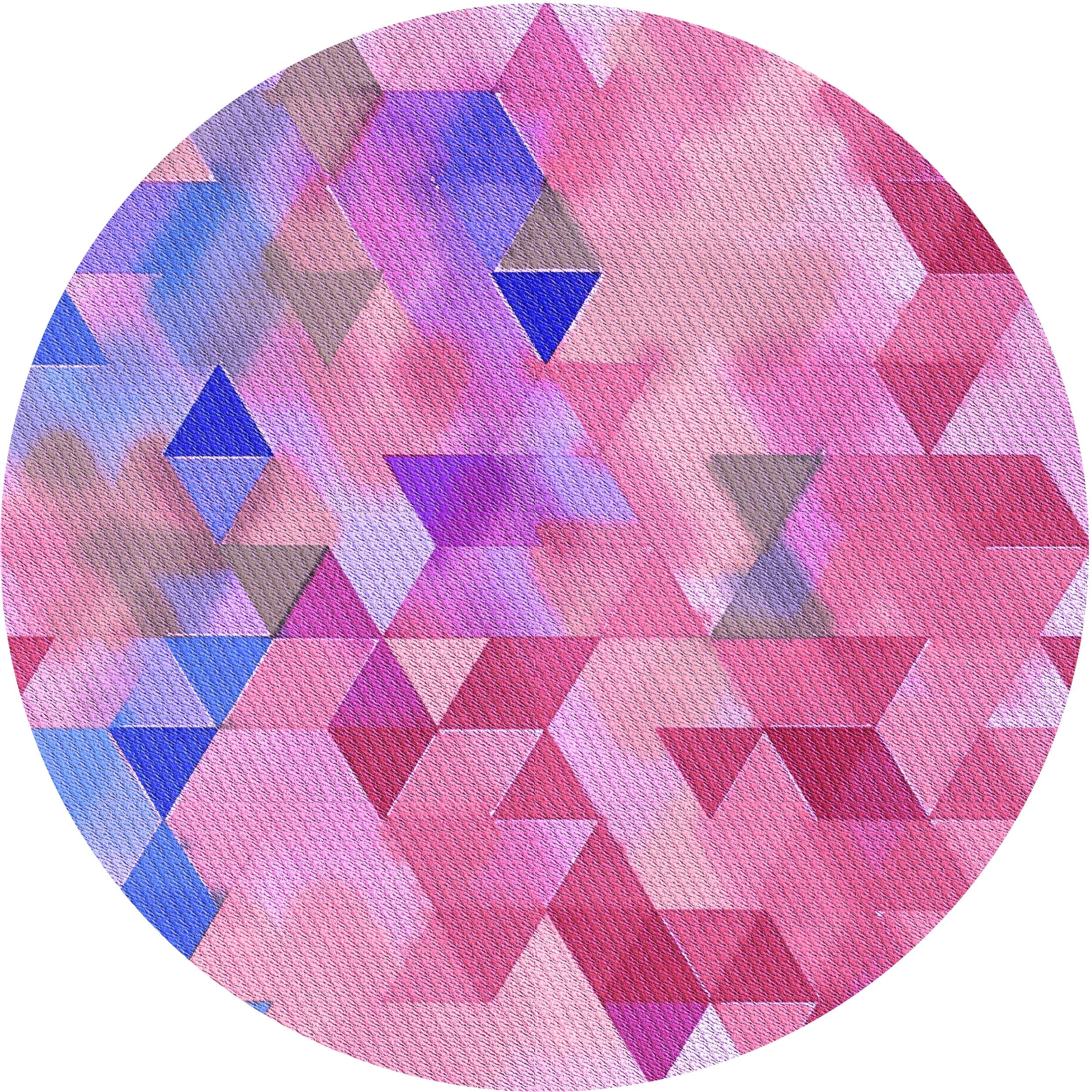 Ahgly Company Indoor Round Patterned Neon Pink Area Rugs, 8' Round ...